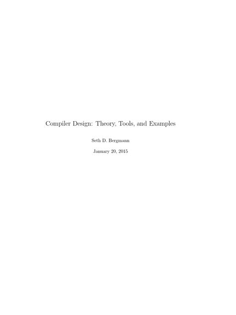 Compiler Design Theory Tools And Examples Java Edition Hq Pdf