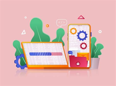 Ilustração 3d Do Conceito De Software De Programação Composição Do