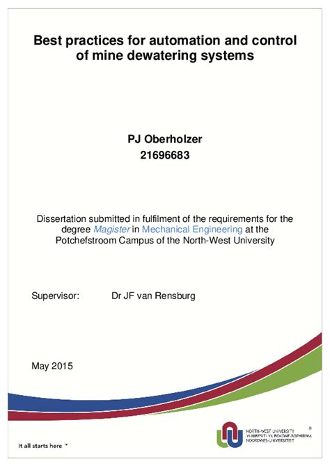 Pdf Best Practices For Automation And Control Of Mine Dewatering Systems