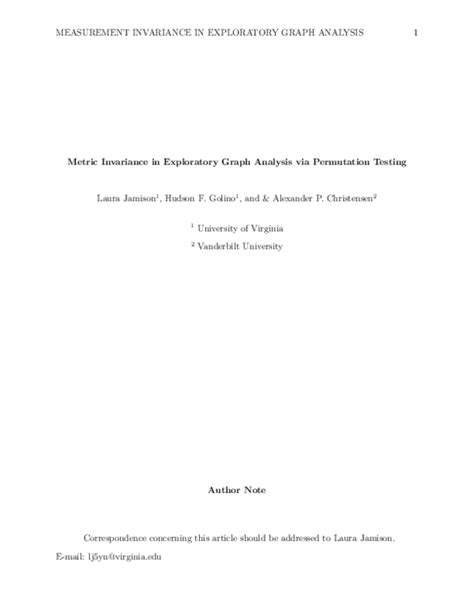 Pdf Metric Invariance In Exploratory Graph Analysis Via Permutation