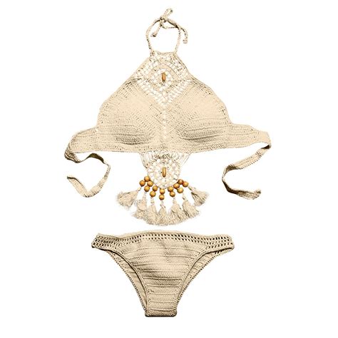 Xuapaodt Inc Summer Two Piece Swimsuitladies Knitting Crochet Backless