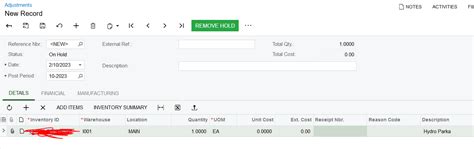 Inventory Adjustment Asking For Receiptnbr Using Restapi Community