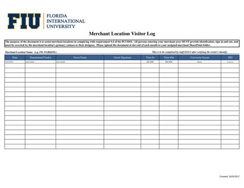 Free Printable Visitor Log Templates [pdf Word Excel] School Office
