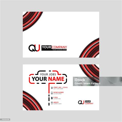 현대 간단한 수평 디자인 명함 안쪽에는 숨어 로고가 있고 투명 한 레드 블랙 컬러 Uq 로고 템플릿 그림은 방문 페이지 웹 사이트 모바일 앱 포스터 전단지 쿠폰 선물 카드