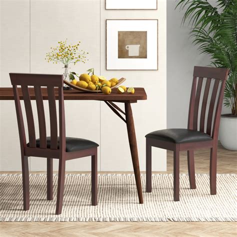 Dining Chair Set Of 2 Upholstered Wooden Kitchen Chairs With Padded