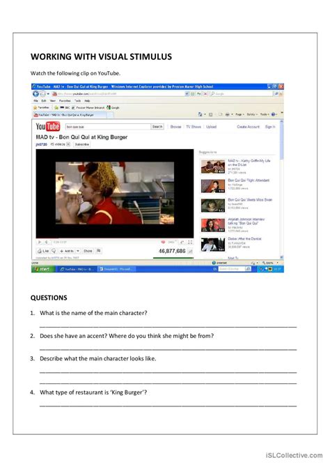 Responding To Stimulus Visual Aide English Esl Worksheets Pdf And Doc