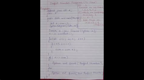 perfect number program in java class 9and10 icse youtube