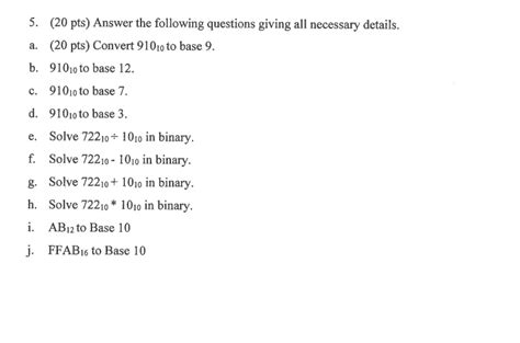 Solved 5 20 Pts Answer The Following Questions Giving All