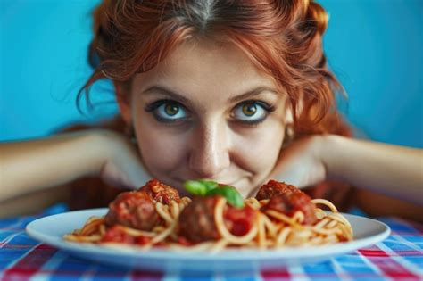 Premium Photo Vintage Pop Art Photo Of Girl Spying On Spaghetti