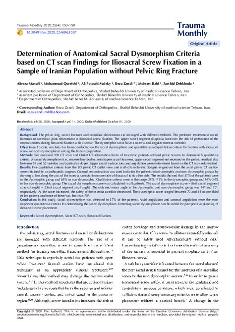Pdf Determination Of Anatomical Sacral Dysmorphism Criteria Based On Ct Scan Findings For