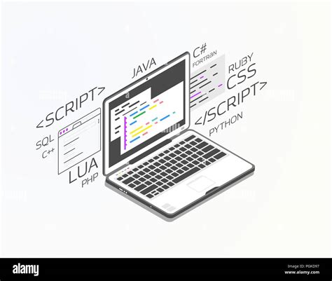 Isometric Laptop With Software For Development Soft Web Or Game Development Software Web