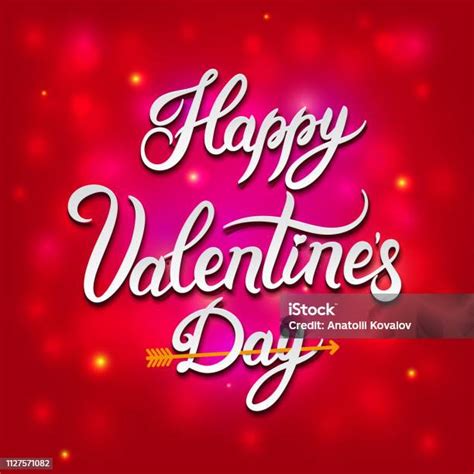 해피 발렌타인 타이 포 그래피 포스터 필기 서 텍스트와 낭만주의 따옴표 엽서 카드 초대장 배너 서식 파일 벡터 일러스트입니다 빨간색 배경에 절연 0명에 대한 스톡 벡터 아트