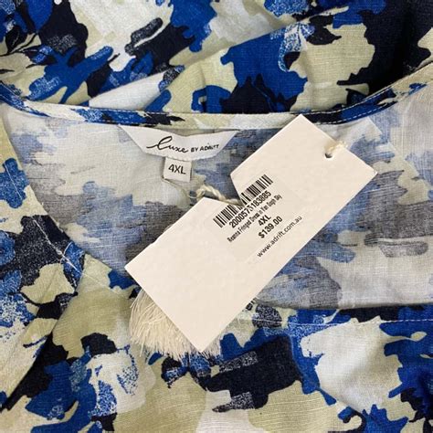 Luxe By Adrift Size Xxxxl Blue Pattern Fringed Dress