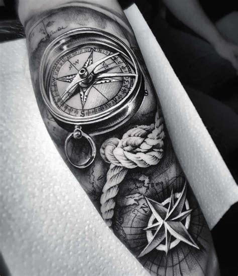 Compass Tattoo Design Black And White Print Compass Tattoo Design Compass Tattoo Tattoo Sleeve