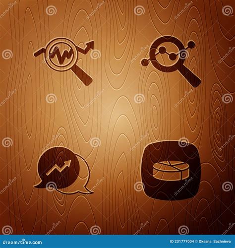 Set Pie Chart Infographic Search Data Analysis Financial Growth And