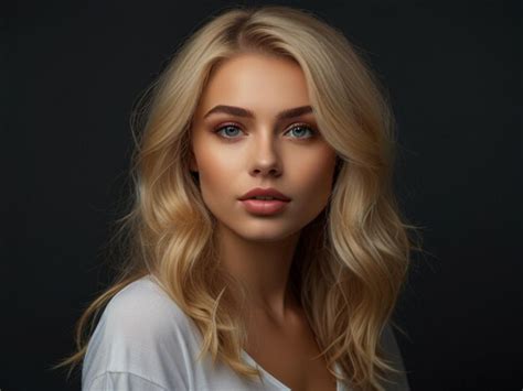 A Woman With Blonde Hair And A White Shirt Premium Ai Generated Image