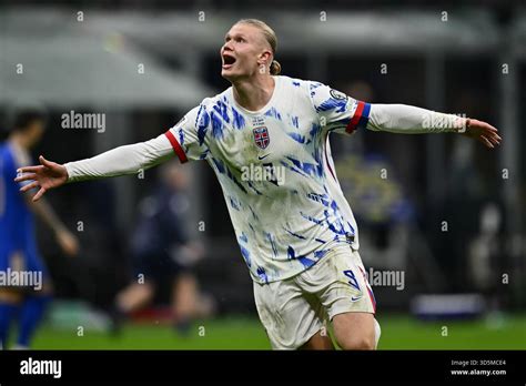 Erling Haaland Nor Celebrates After Scoring The Goal Of 1 3 During