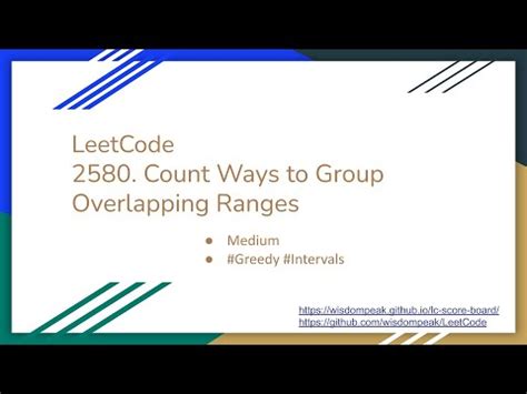 每日一题LeetCode 2580 Count Ways to Group Overlapping Ranges YouTube