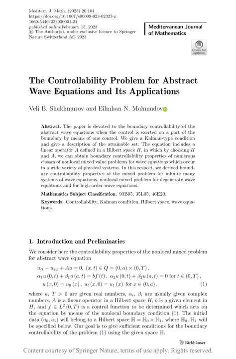 The Controllability Problem For Abstract Wave Equations And Its Applications Request Pdf