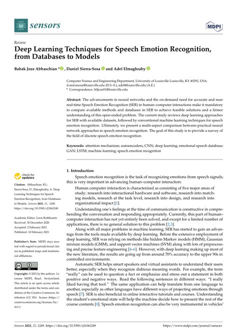 Pdf Deep Learning Techniques For Speech Emotion Recognition From