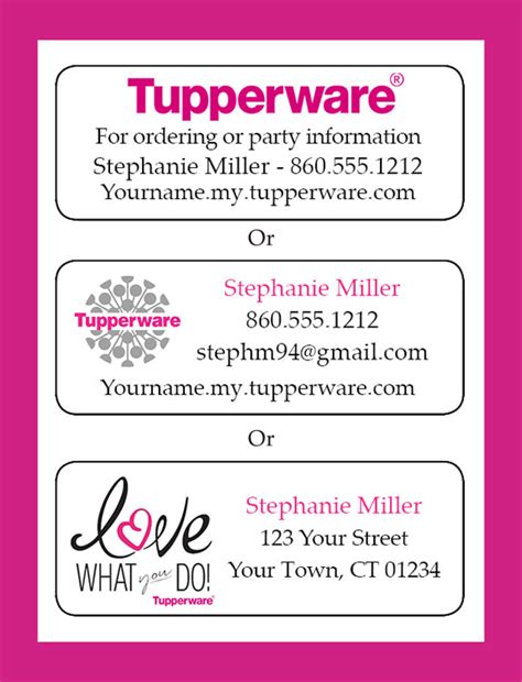 Tupperware Representative Catalog Or Address Labels Personalized