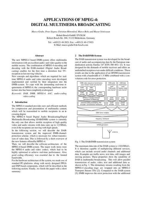 Pdf Applications Of Mpeg 4 Digital Multimedia Broadcasting