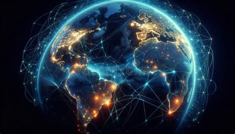Abstract Digital Earth Representing Global Network Data Transfer