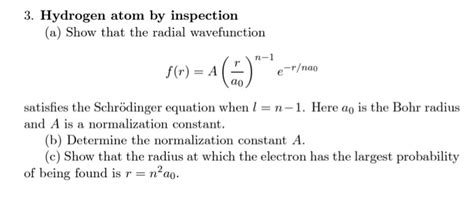 Solved Show That The Radial Wavefunction F R A R A N Chegg