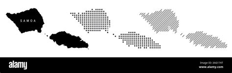 Samoa Detailed Silhouette Map Dotted Pattern And Slanted Parallel Lines Pattern Samoan
