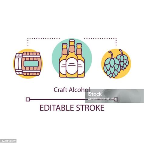 공예 알코올 개념 아이콘입니다 맥주 지역 생산 아이디어 얇은 라인 일러스트 작은 버스 지역 양조장 제품 공예 증류소 벡터 절연 윤곽선 도면 편집 가능한 스트로크 맥주에 대한