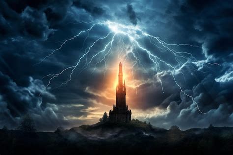 Premium Photo Lightning Striking A Field Of Sunflowers