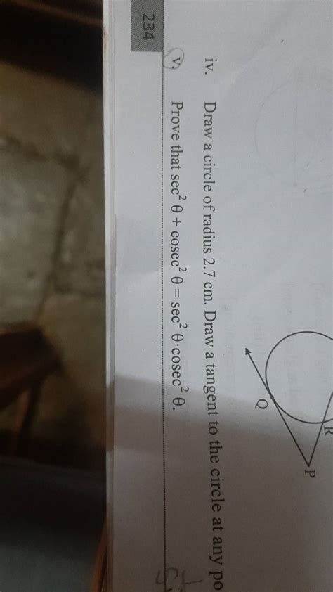 Iv Draw A Circle Of Radius Cm Draw A Tangent To The Circle At Any P