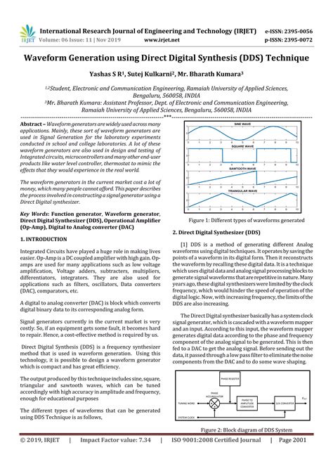 Irjet Waveform Generation Using Direct Digital Synthesis Dds