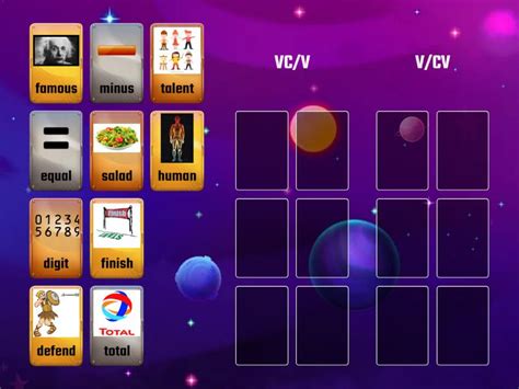 Syllable Pattern VC V And V CV Group Sort