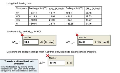 solved using the following data calculate delta s fus and