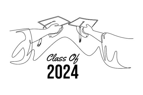 Premium Vector Class Of 2024 Concept Single Line Draw Design Vector Graphic Illustration