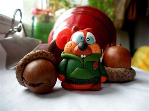 Polymer Clay Squirrel Loves His Nuts So Move Your Butts And Go Make One