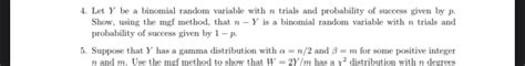 Solved Let Y ﻿be A Binomial Random Variable With N ﻿trials
