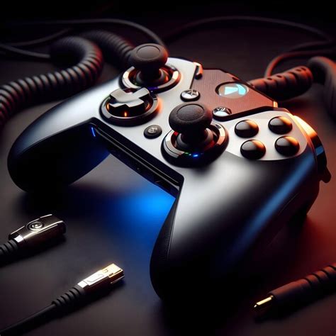 Premium Photo Black Gaming Controller With Glowing Buttons