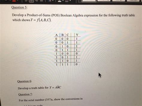 Solved Just Question 5 Develop A Product Of Sums Pos