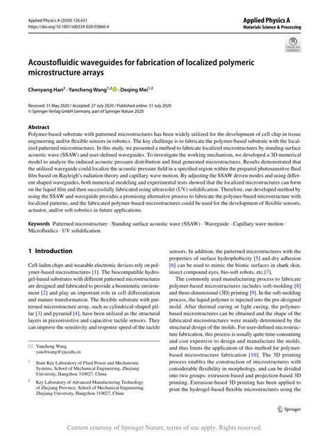 Acoustofluidic Waveguides For Fabrication Of Localized Polymeric