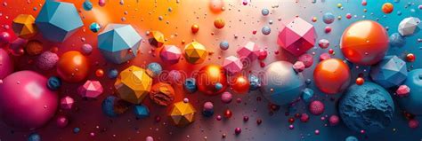 Colorful Geometric Shapes And Spheres Floating In Space Stock Image Image Of Creativity