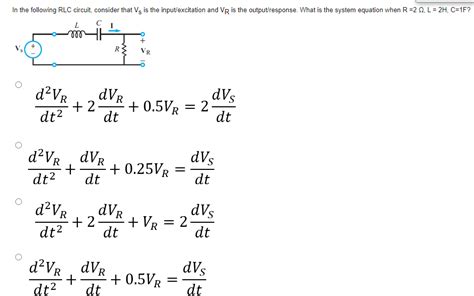 Solved In The Following RLC Circuit Consider That Vs Is The Chegg Com