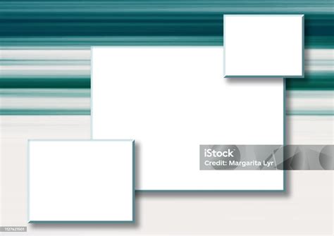 줄무늬 바탕에 3 개의 백색 카드입니다 청록색 베이지색 색채에서 추상 테두리입니다 스크랩북 앨범 페이지 인사말 카드 엽서 포스터 전단지 프레 젠 테이 션 초대에 대 한 아트