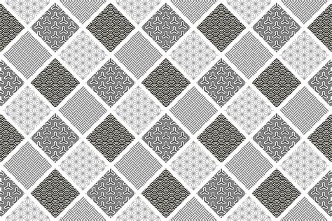 Japanese Seamless Monochrome Vintage Pattern Vector Illustration Horizontally And Vertically