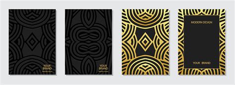 커버 디자인 세트 수직 템플릿 엠보싱 된 배경의 컬렉션입니다 기하학적 민족 3d 황금 패턴 0명에 대한 스톡 벡터 아트 및 기타 이미지 Istock