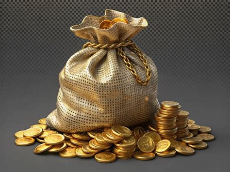 Sparkling Golden Coin Sack Isolated Treasure Bag On Pristine Background