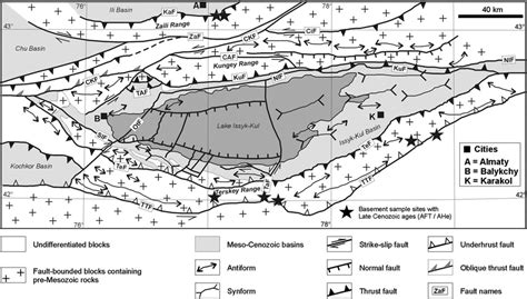 Schematic Map Of Active Tectonic Structures In The Issyk Kul Basin Area