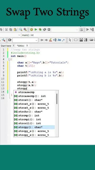 105 Swap Two Strings C Program Shorts Coding String Youtube