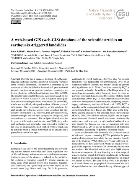 Pdf A Web Based Gis Web Gis Database Of The Scientific Articles On